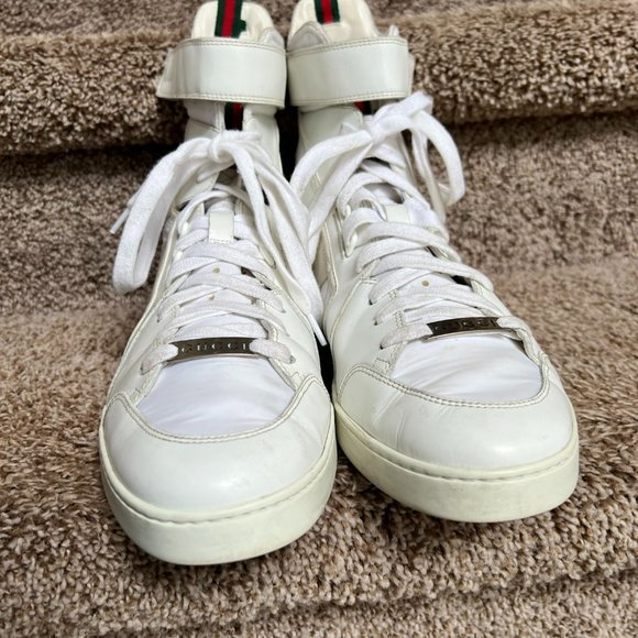 Gucci | Shoes | Gucci Mens White Leather Hitops | Poshmark